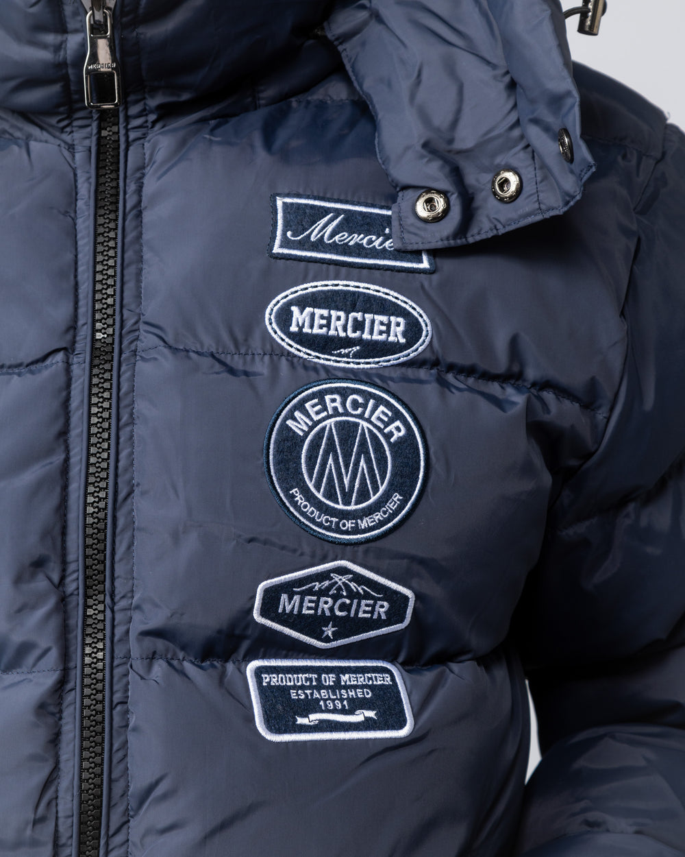 Mercier Hybrid Tonal Puffer Jacket Navy – MERCIER